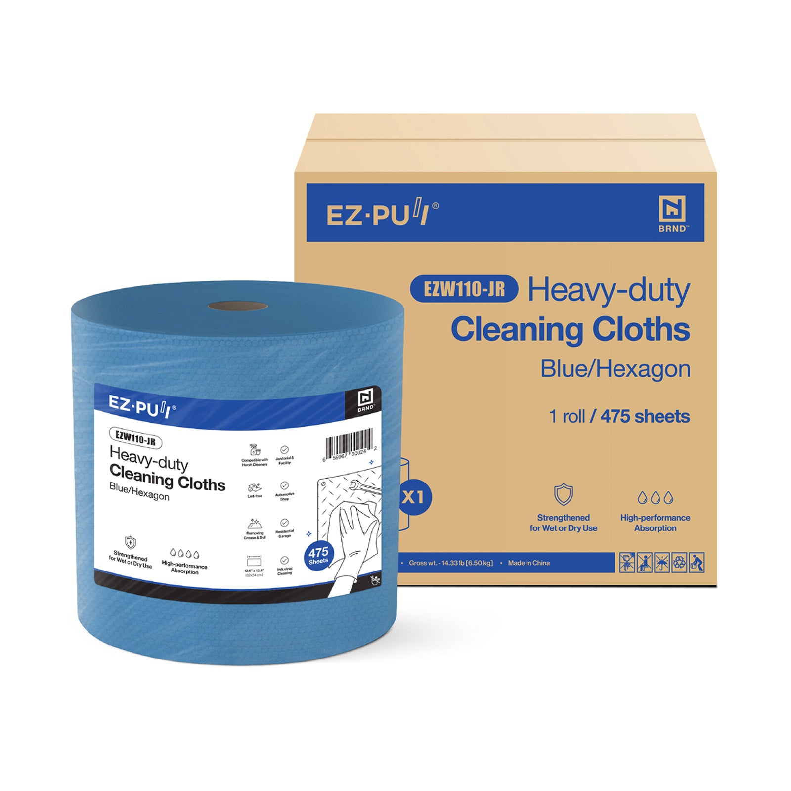 Heavy-Duty Cleaning Cloths - Jumbo Roll - 475sheets [X80] – EZBRND