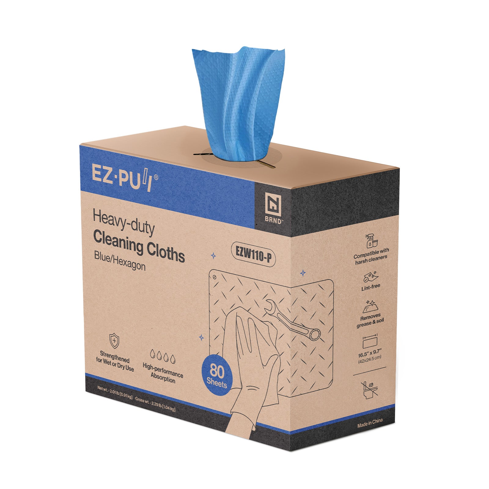 Heavy-Duty Cleaning Cloths - Pop Up Box - 80 Sheets [X80] – EZBRND